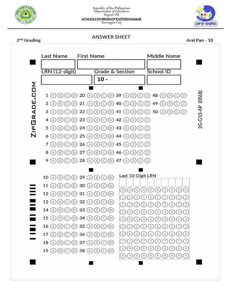 Answer Sheet: 2 Grading Aral Pan - 10 | PDF | Domestic Policy | Education Policy