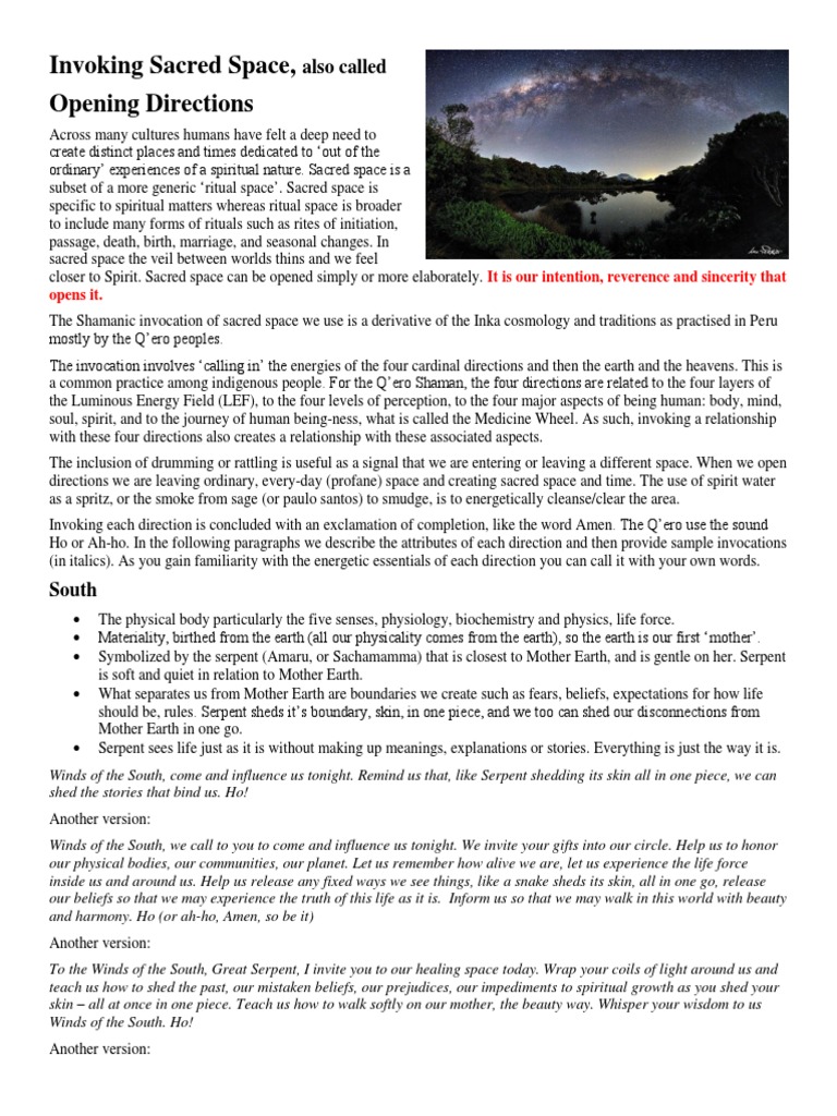 Invoking Sacred Space: Directions Guide | PDF | Earth | Life