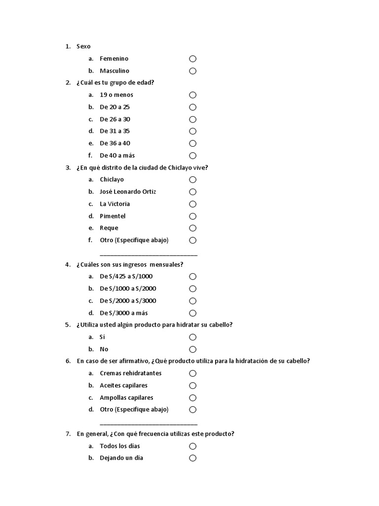 Encuesta - Cuidado Del Cabello | PDF | Business