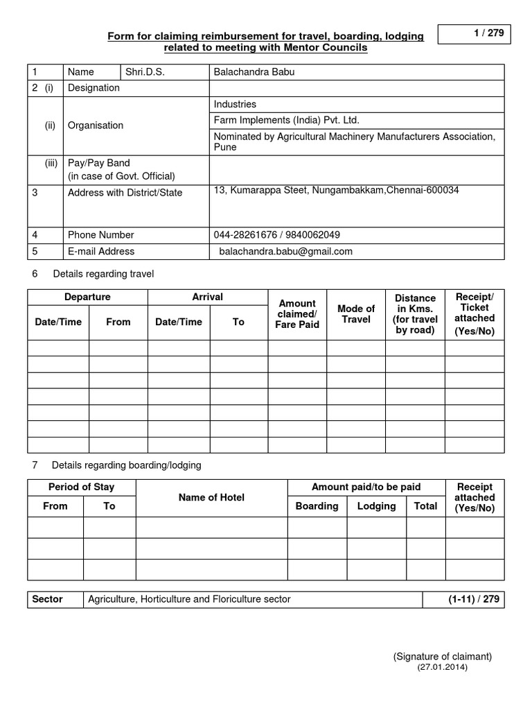 Travel Reimbursement Claim Form | PDF | Business
