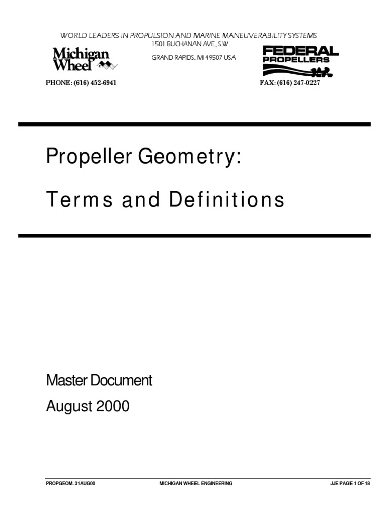 Michigan Wheel Propeller Geometry | PDF | Propeller | Cartesian ...