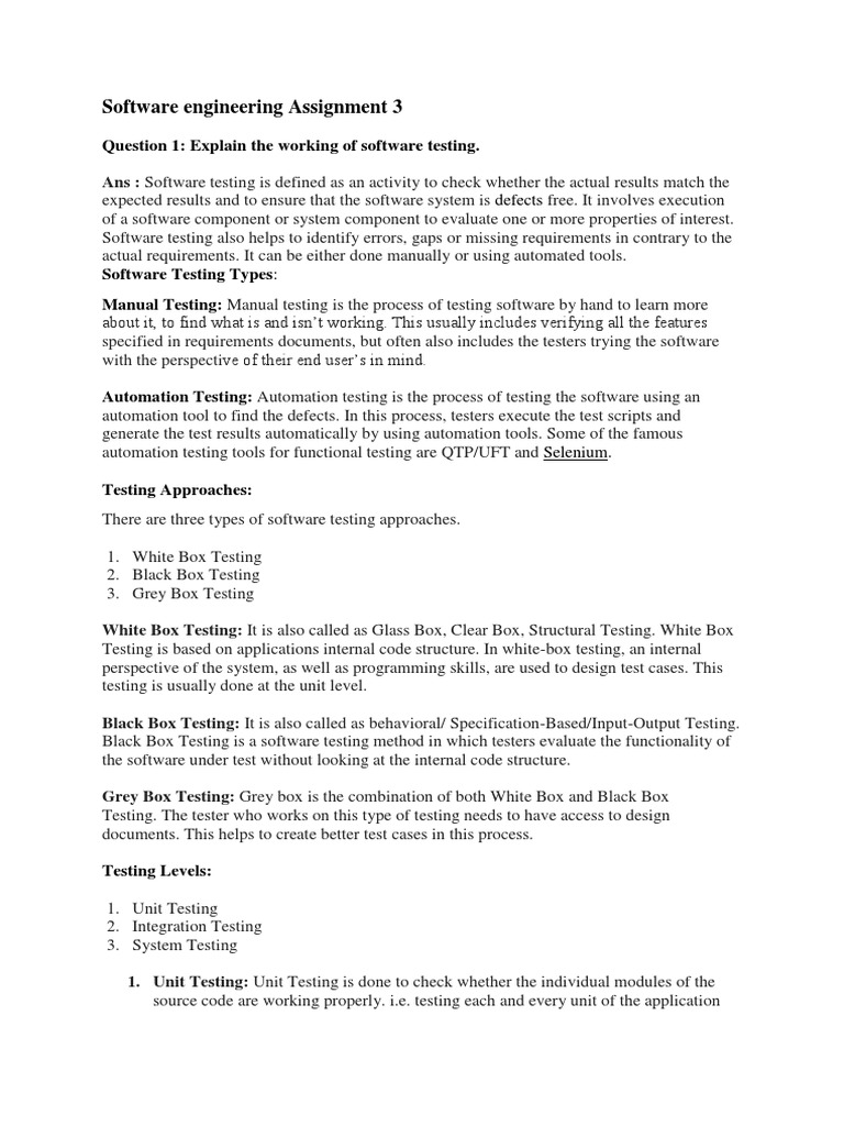 SW Engineering Assignment 3 | PDF | Software Testing | Unit Testing