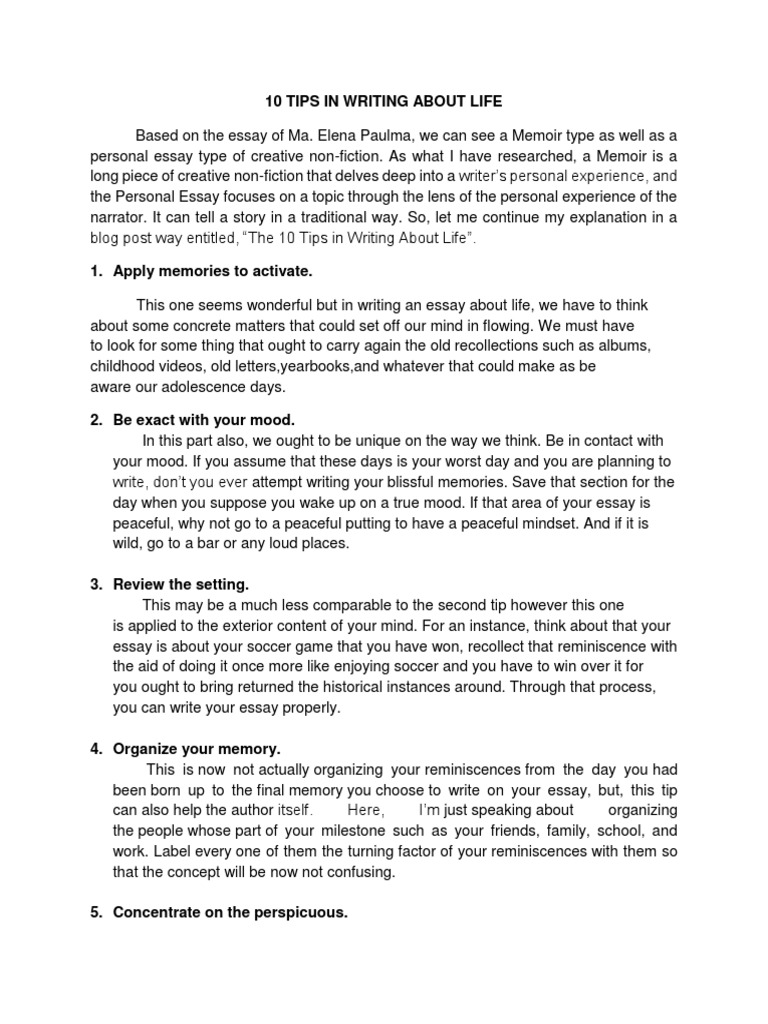 10 Tips in Writing About Life | PDF | Creative Nonfiction | Essays