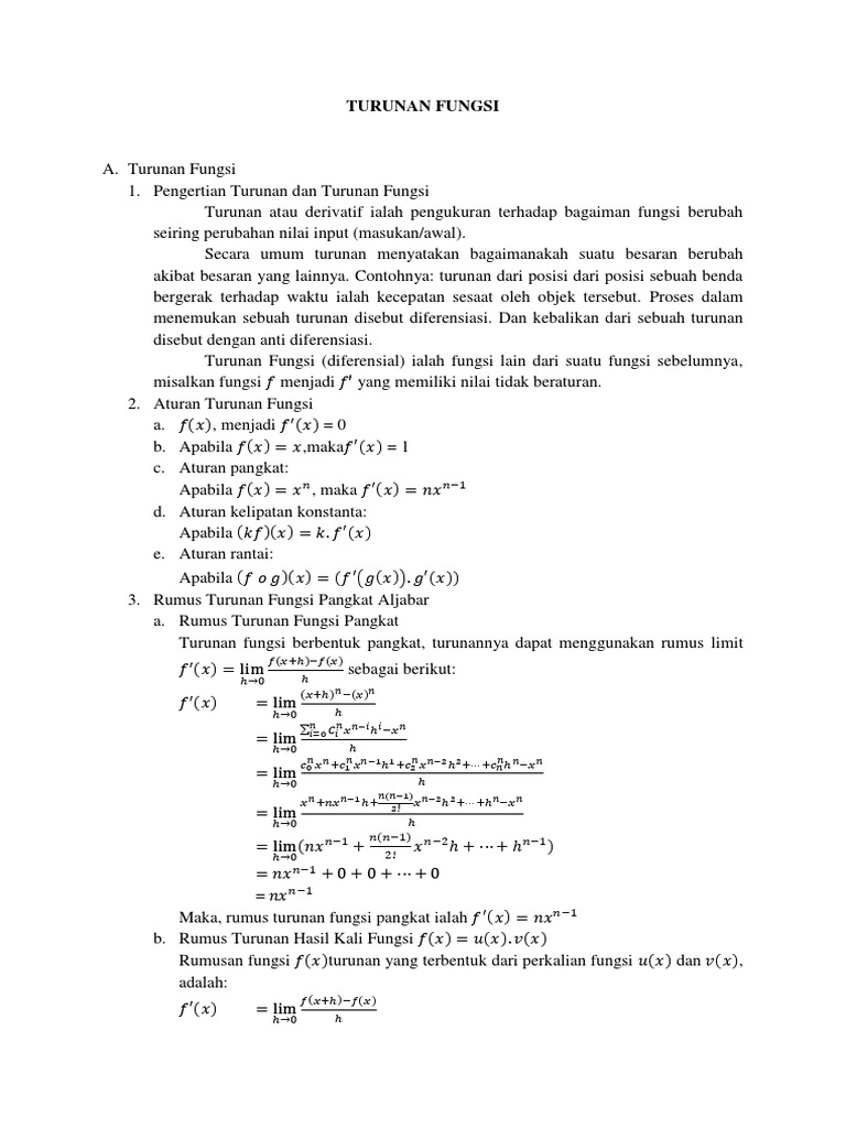 Turunan Fungsi SR | PDF