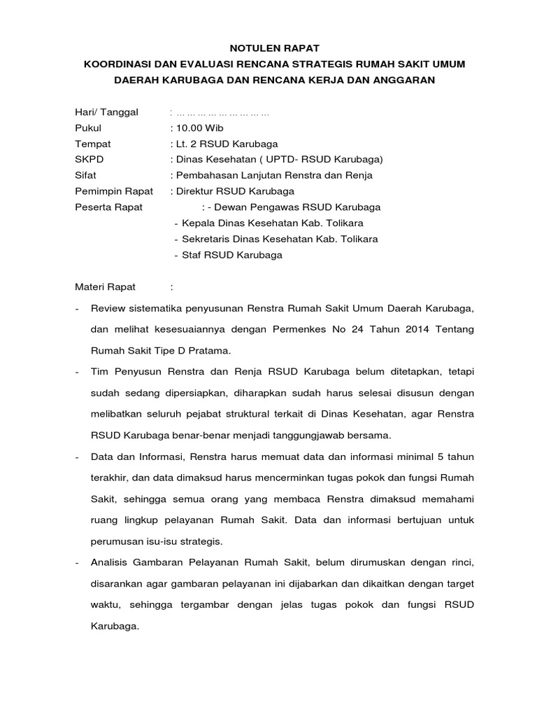 Notulen Rapat Renstra | PDF