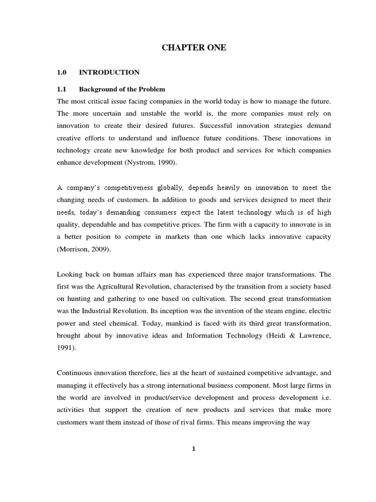 Chapter One: Background of The Problem | PDF | Innovation | Competitive ...