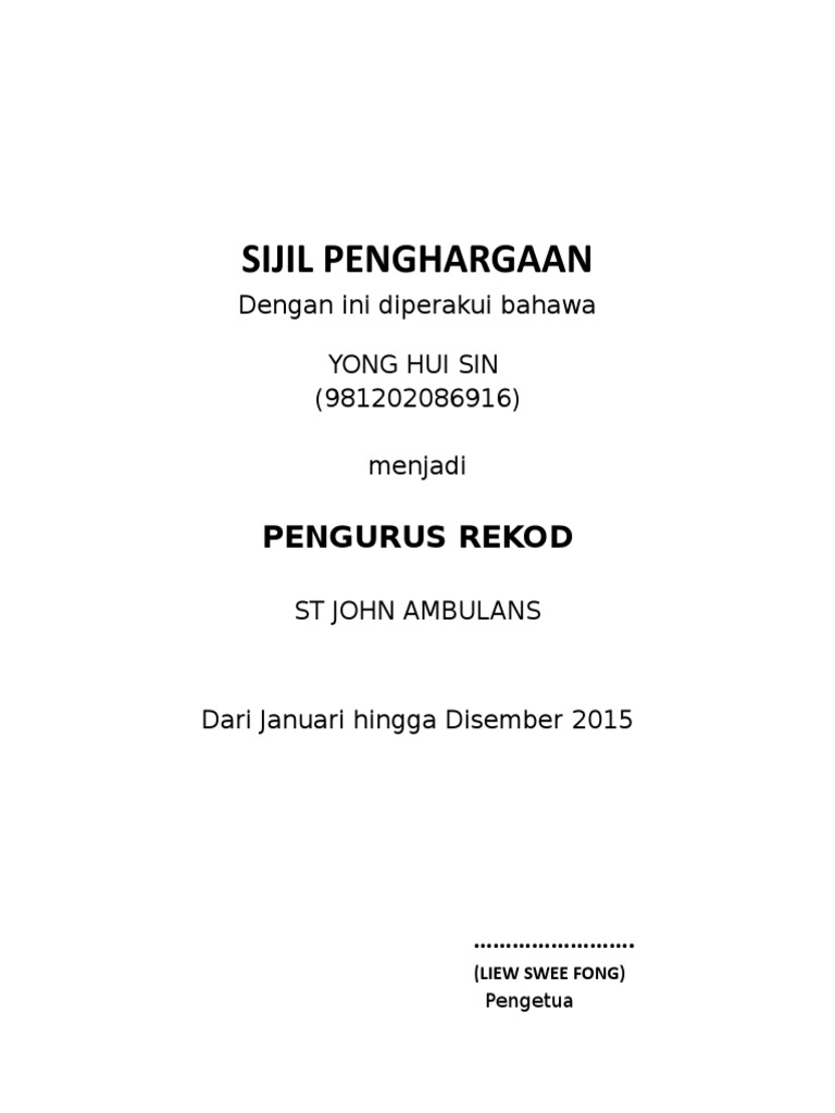 Template Sijil | PDF