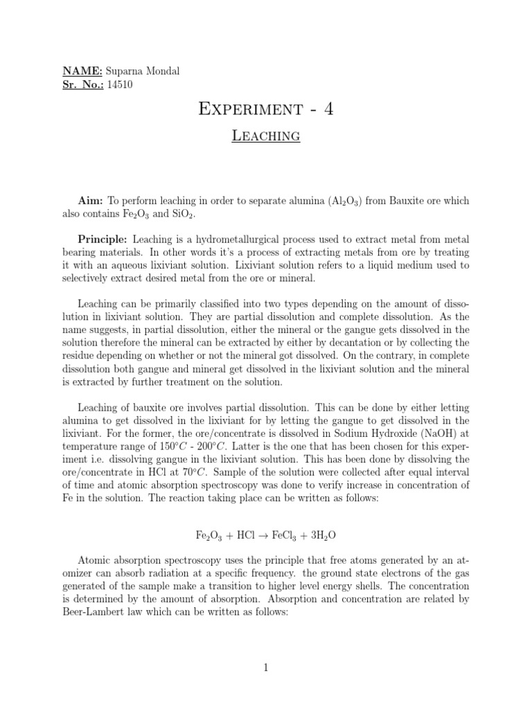 Leaching Bauxite Ore to Extract Alumina | PDF | Absorption Spectroscopy ...