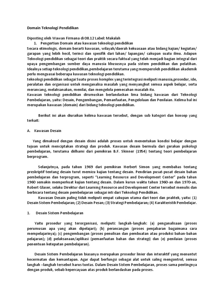 Domain Teknologi Pendidikan | PDF