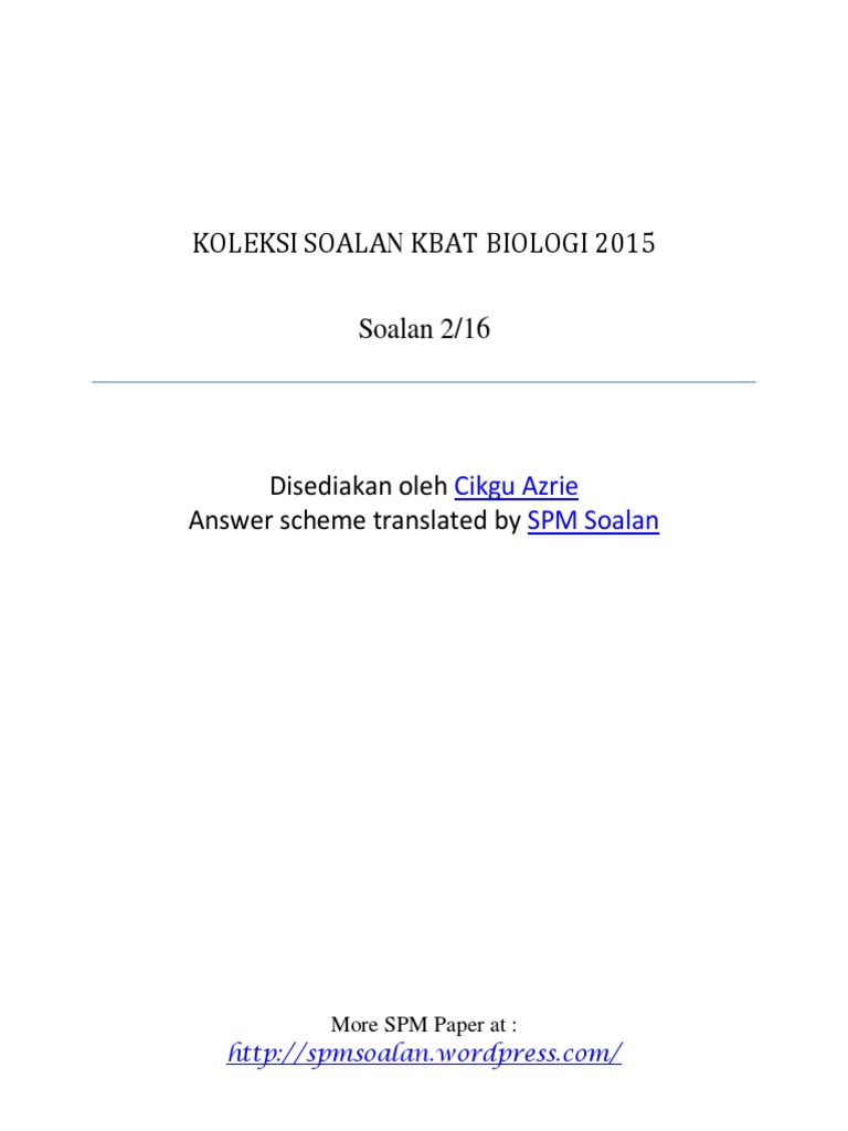 (Spmsoalan) Soalan KBAT Bio 2 | PDF | Tissue (Biology) | Biology