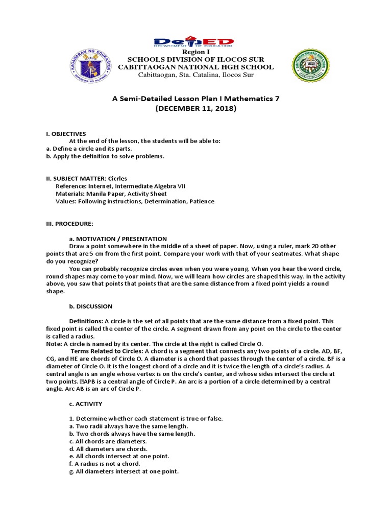 DLL Math | PDF | Circle | Angle
