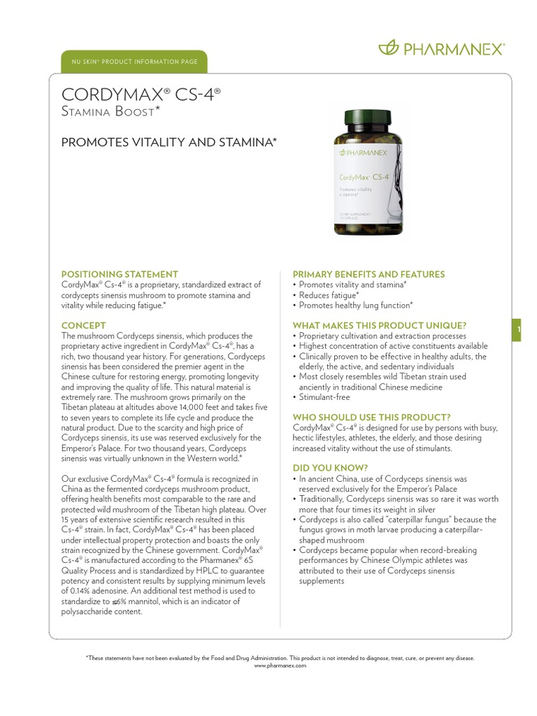 Cordymax® Cs-4®: Promotes Vitality and Stamina | PDF | High Density ...