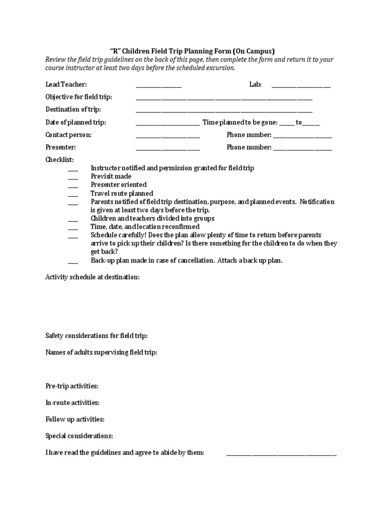 Field Trip Form-Preschool | PDF
