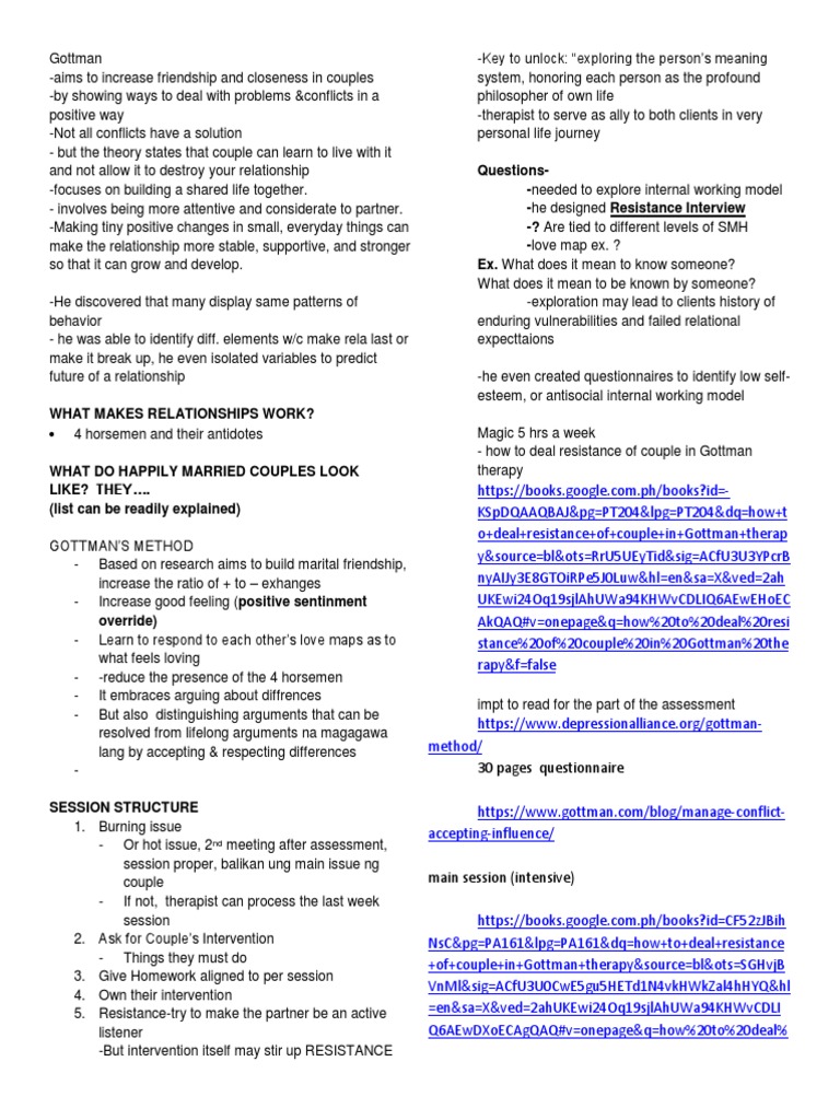 Gottman Report Rhai Guide Pdf Clinical Psychology Therapy