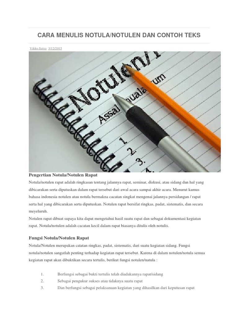 Cara Menulis Notula - Notulen Rapat | PDF