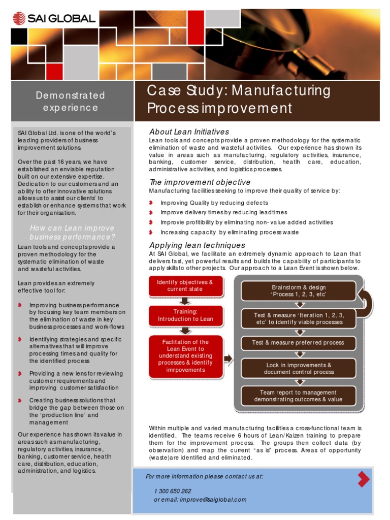 Case Study: Manufacturing Process Improvement: Demonstrated Experience ...