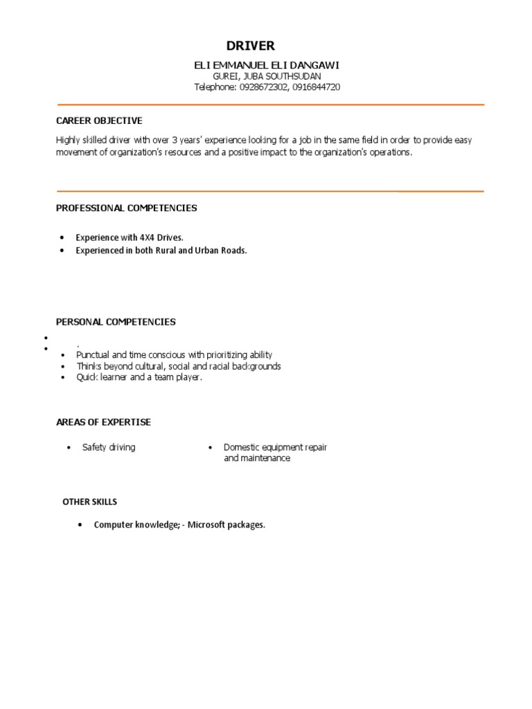 Driver CV | PDF | Road | Car