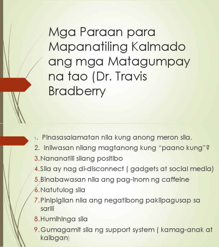 Mga Paraan para Mapanatiling Kalmado Ang Mga Matagumpay | PDF
