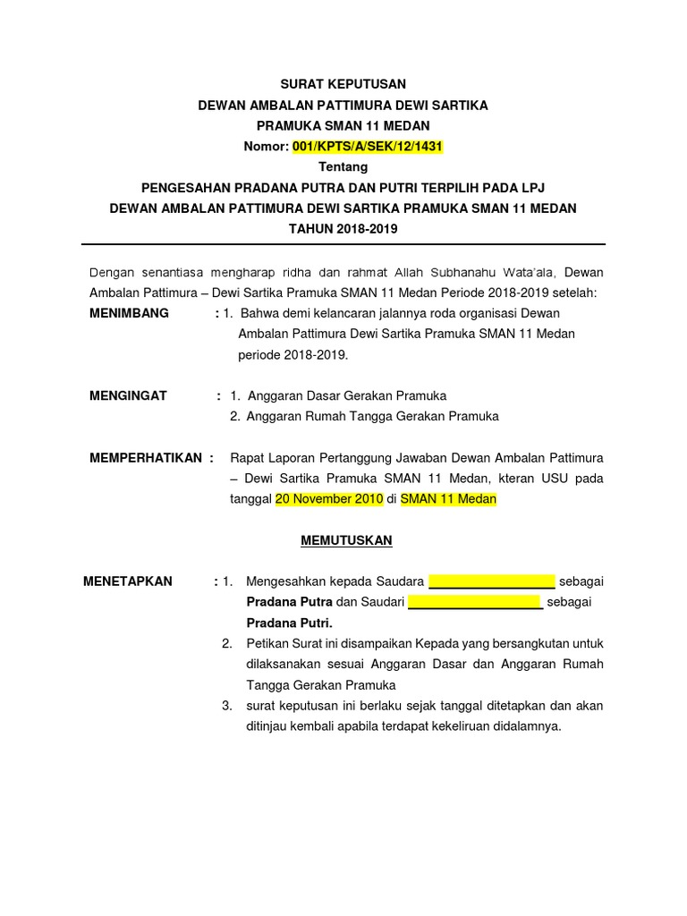 Surat Keputusan Pramuka | PDF