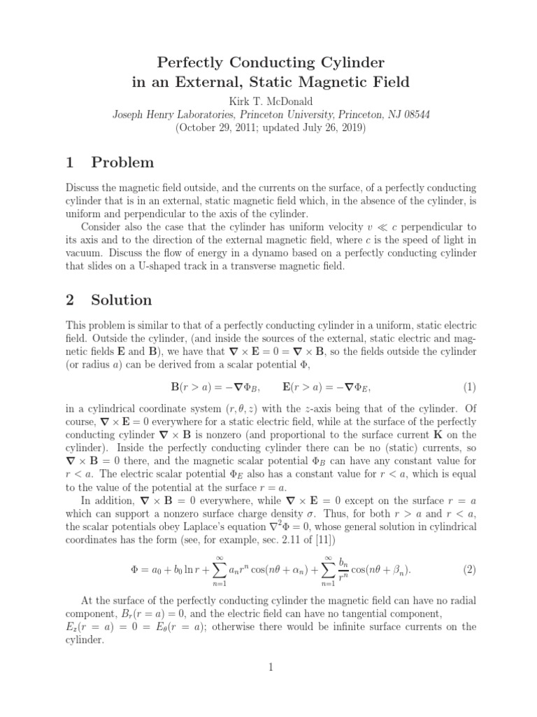 Perfect Cylinder | PDF | Rotation Around A Fixed Axis | Electric Current