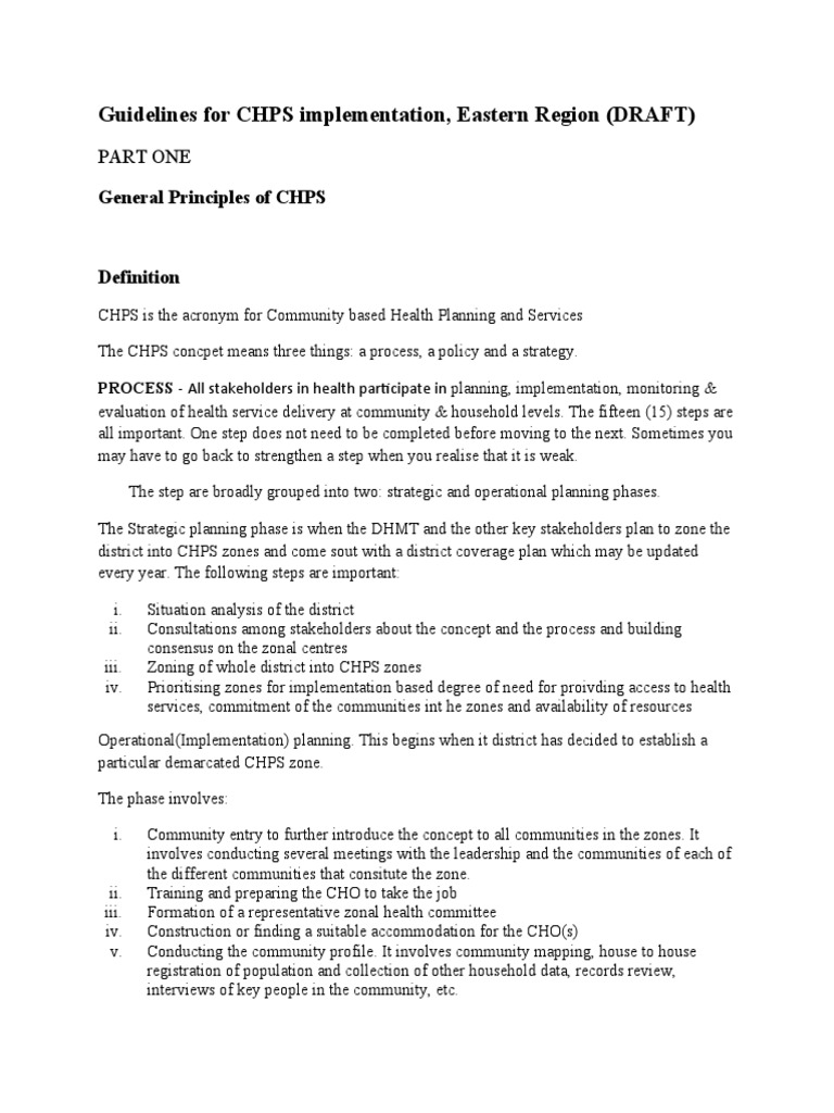 Guidelines For CHPS Implementation | PDF | Community | Health Care