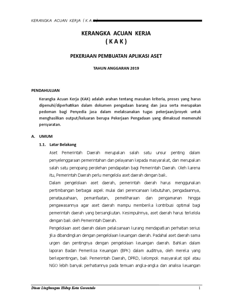 Kerangka Acuan Kerja: Pekerjaan Pembuatan Aplikasi Aset | PDF