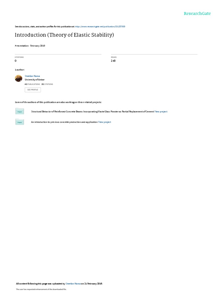 A-Chapter1 Theory of Elastic Stability | PDF | Buckling | Stability Theory