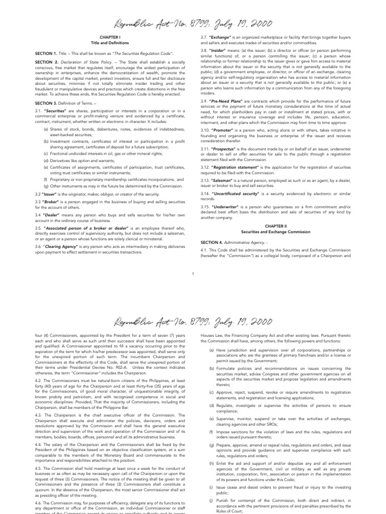 Ra 8764 | Download Free PDF | Securities (Finance) | Futures Contract