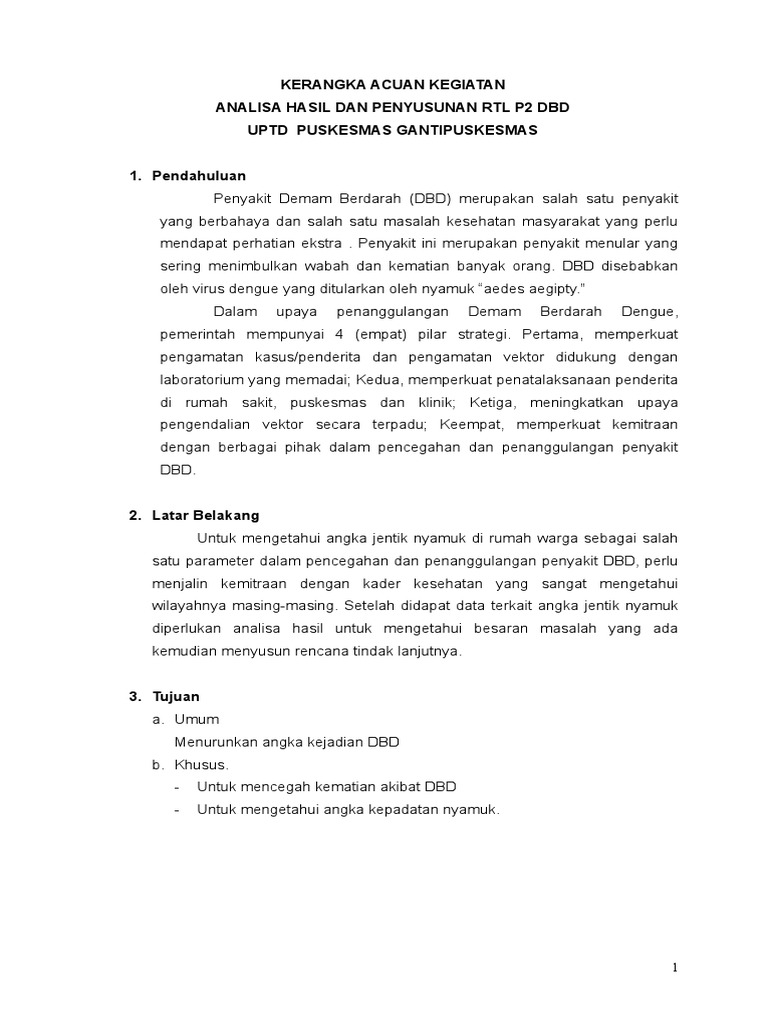 KAK Analisa Hasil Dan Penyusunan RTL P2 DBD | PDF