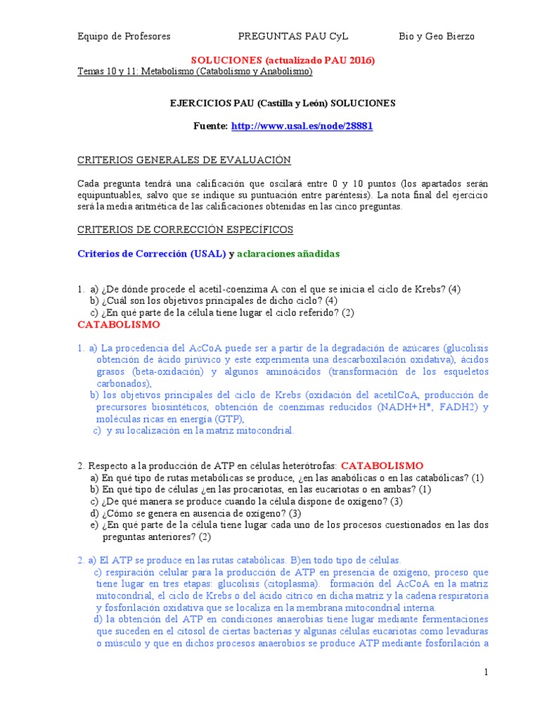 Pau-Metabolismo Soluciones 2016 | PDF | Ciclo del ácido cítrico | Dieta ...