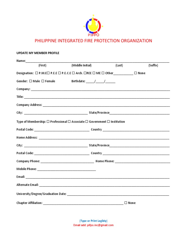 PIFPO Member Profile Update Form FINAL | PDF