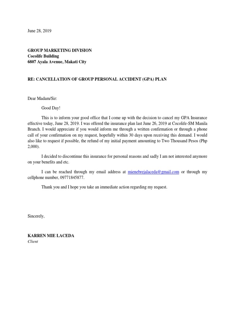 Group Marketing Division Cocolife Building 6807 Ayala Avenue, Makati ...