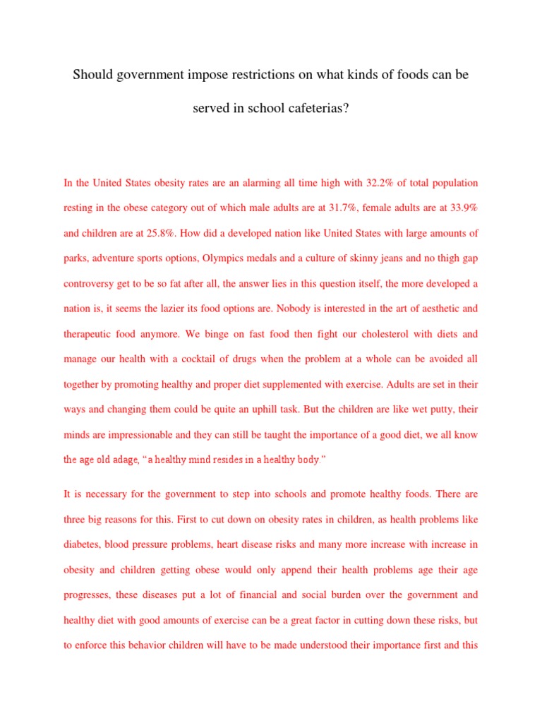 Should Government Impose Restrictions On What Kinds of Foods Can Be ...
