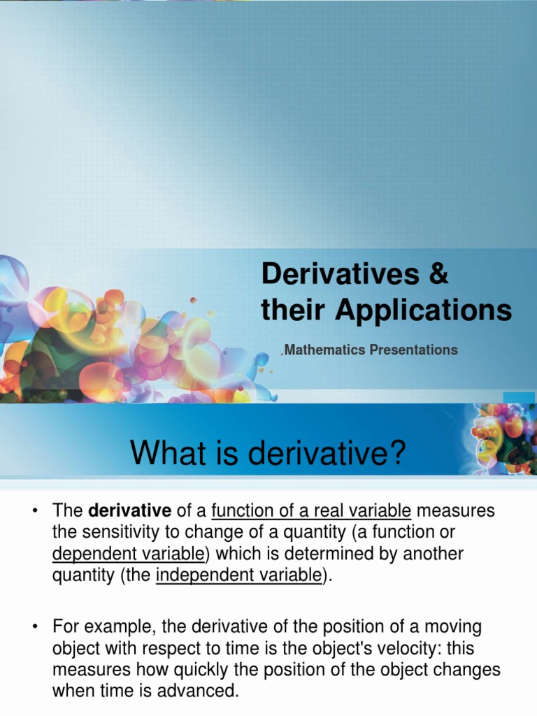 Derivatives & Their Applications: Mathematics Presentations | PDF ...