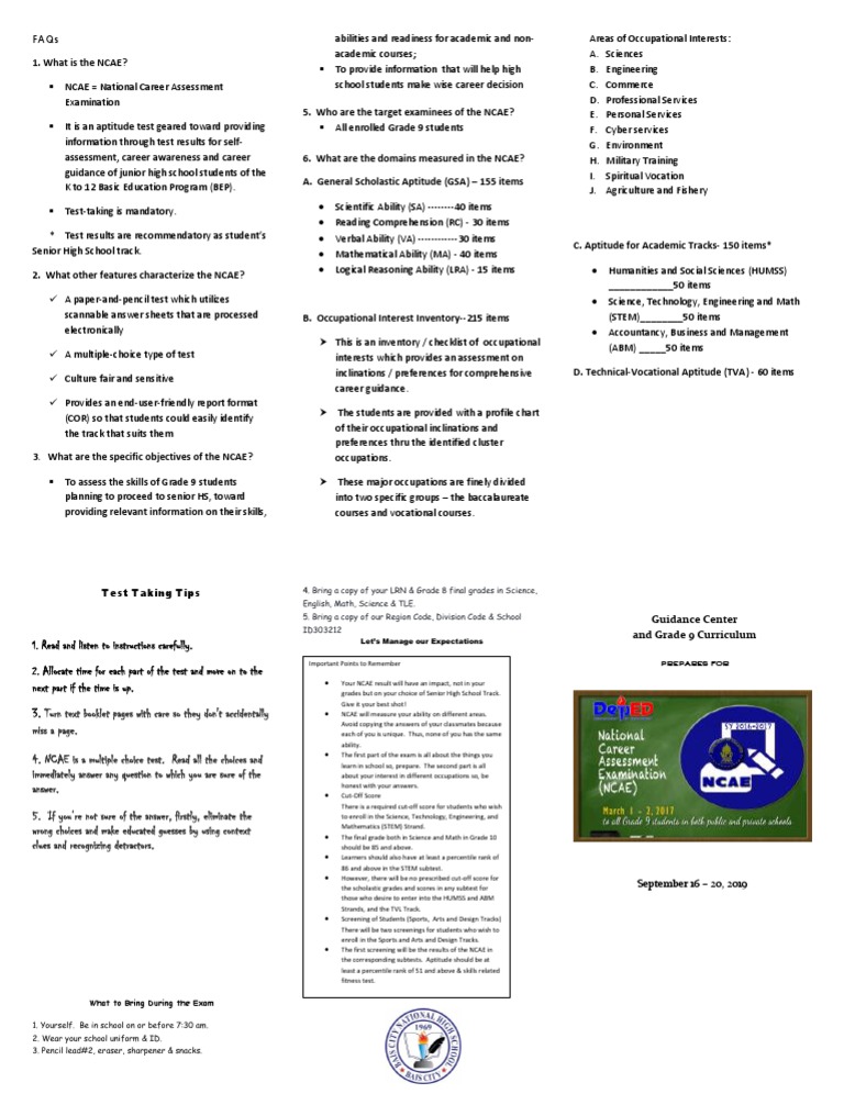 NCAE | PDF | Multiple Choice | Science, Technology, Engineering, And ...