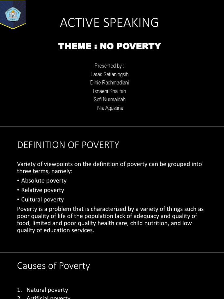 Active Speaking: Theme: No Poverty | PDF | Social Science