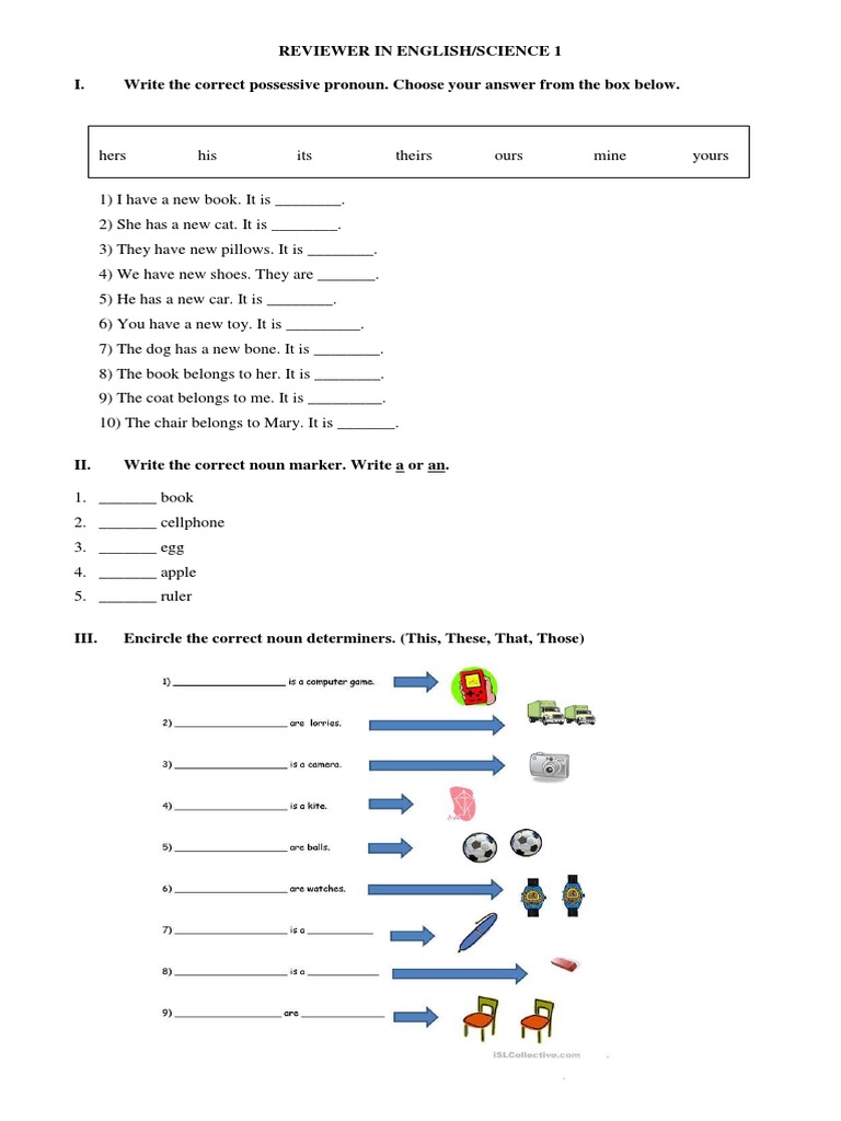Reviewer in English Grade 1 | PDF | Self-Improvement