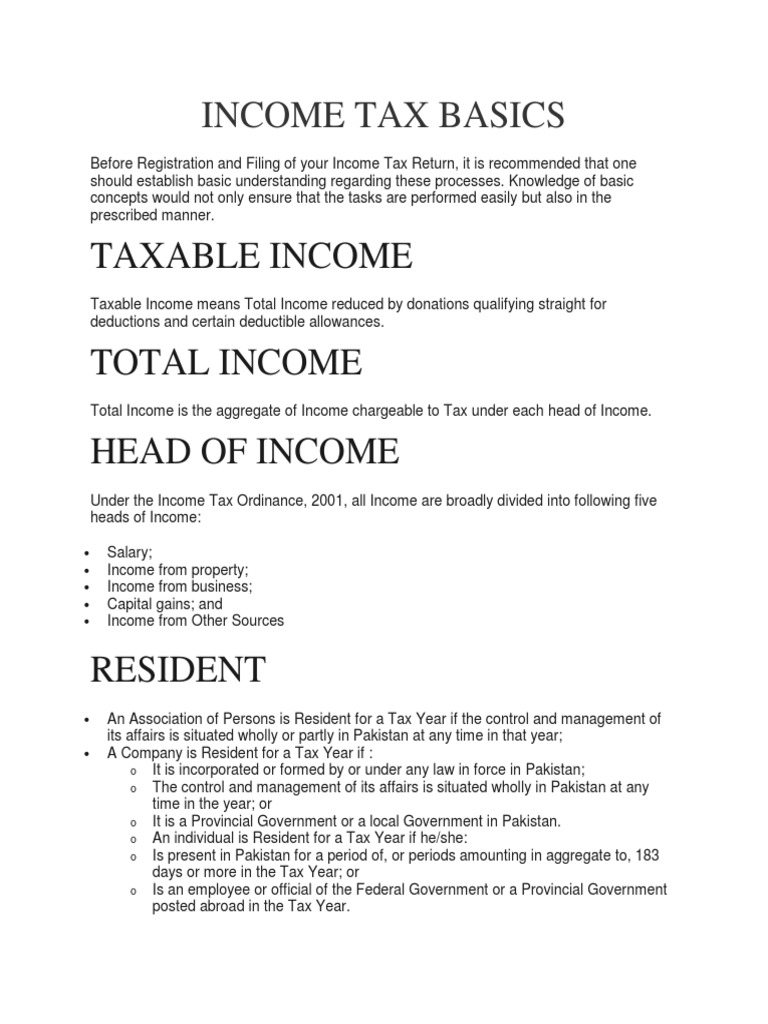Income Tax Basics | PDF | Income Tax | Capital Gains Tax