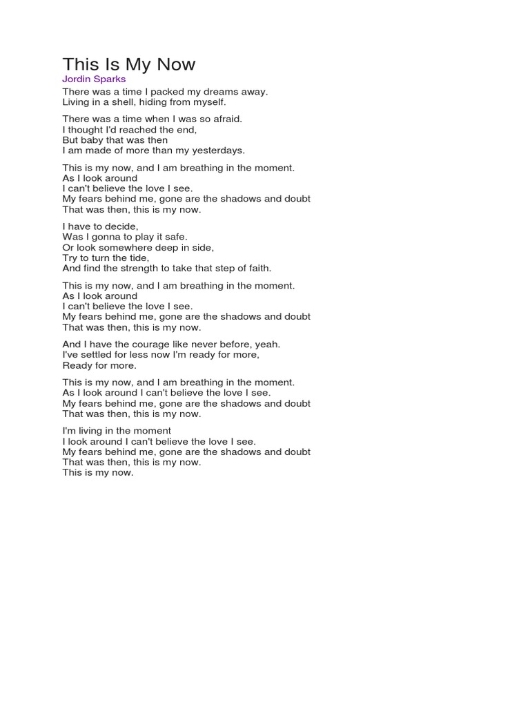 This Is My Now: Jordin Sparks | PDF