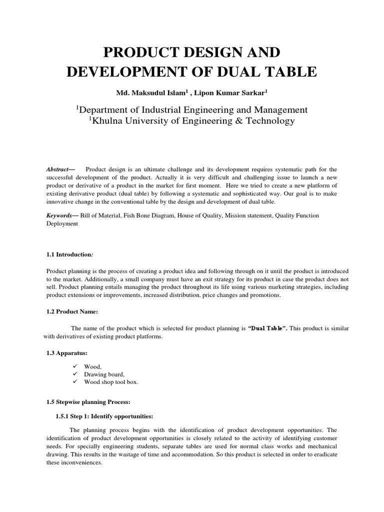 Product Design and Development On Dual Table | PDF | New Product ...