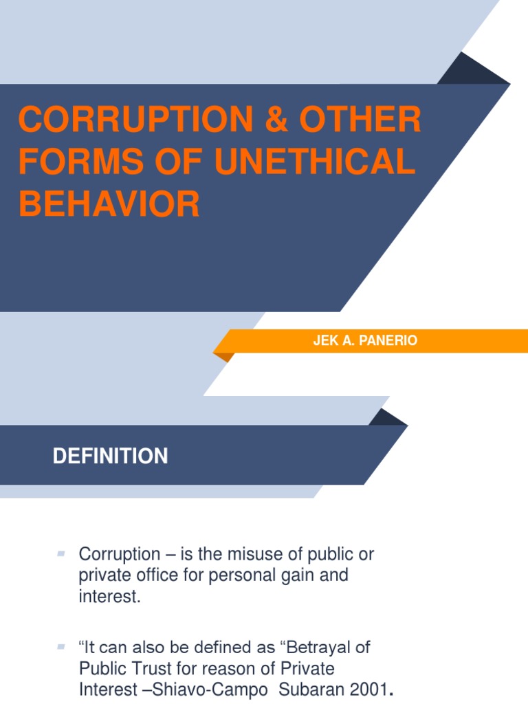 Corruption and Other Unethical Behavior | PDF | Political Corruption ...