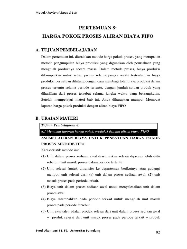Proses Costing Metode Fifo | PDF