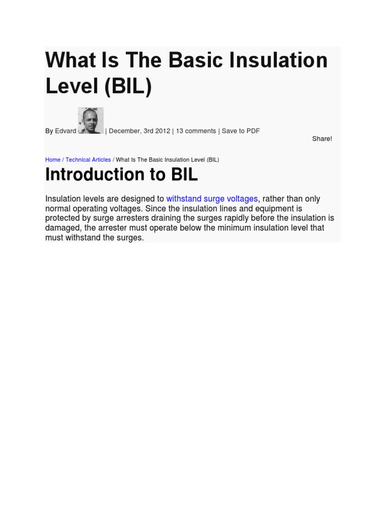 What Is The Basic Insulation Level (BIL) | PDF | Insulator (Electricity ...