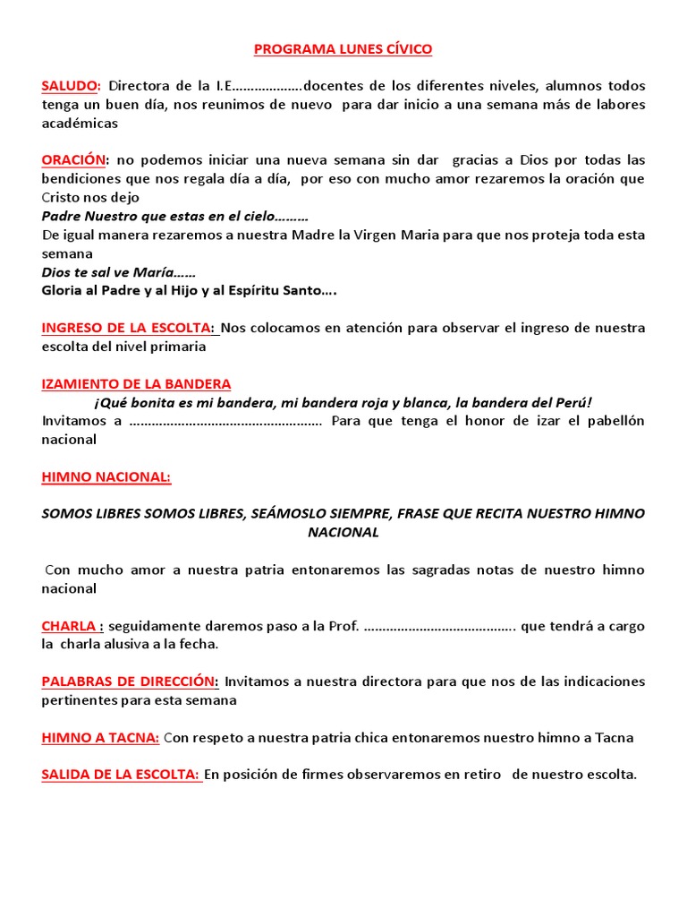 Programa Lunes Cívico | PDF