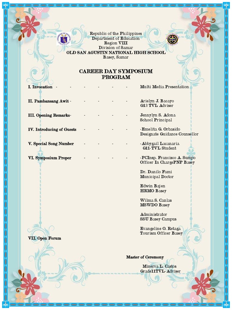 Career Day Symposium Program - Basey | PDF