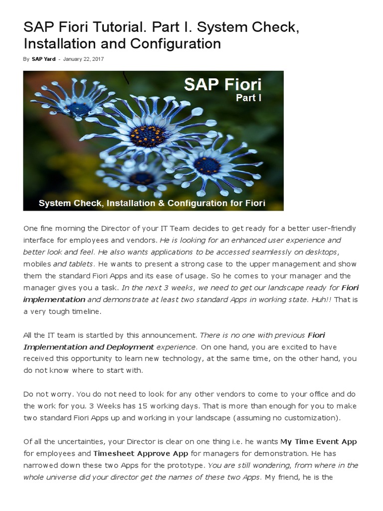 SAP Fiori Tutorial. Part I. System Check, Installation and Configuration | PDF | Mobile App ...