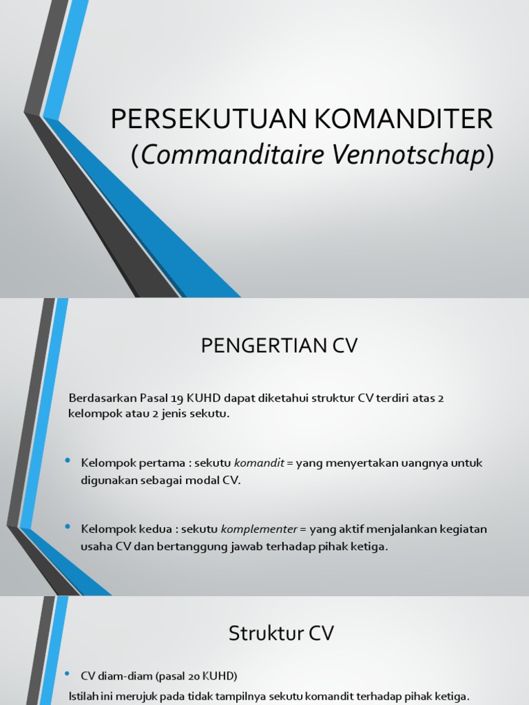 Persekutuan Komanditer (Commanditaire Vennotschap) | PDF