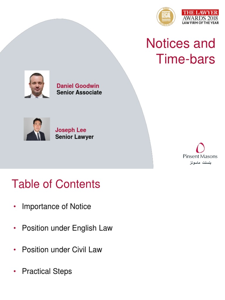 Time Bars and Notices - CIOB Presentation 230919 (DG) | PDF | Damages ...
