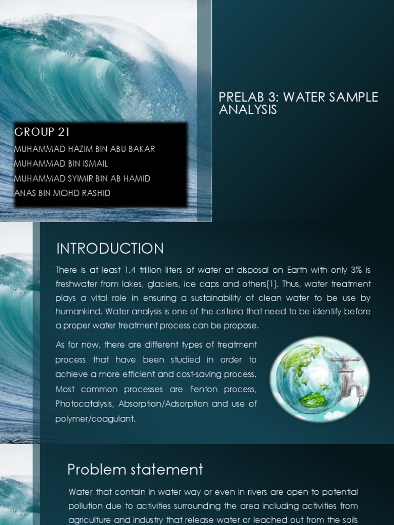 Prelab 3: Water Sample Analysis: Group 21 | PDF | Water | Pollution