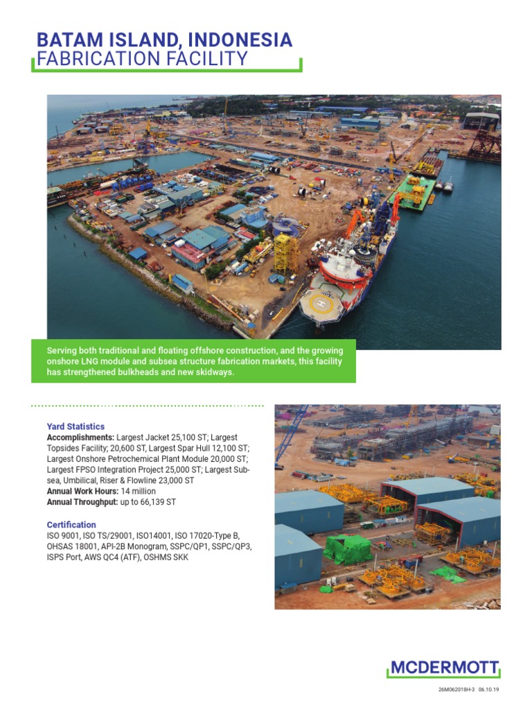 Batam Island Fabrication Facility Overview | PDF | Crane (Machine) | Metals